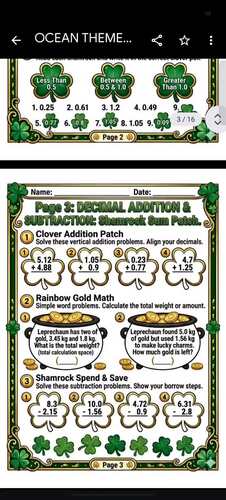 St. Patrick’s Day Decimals Activities | Shamrock Math Worksheets ...