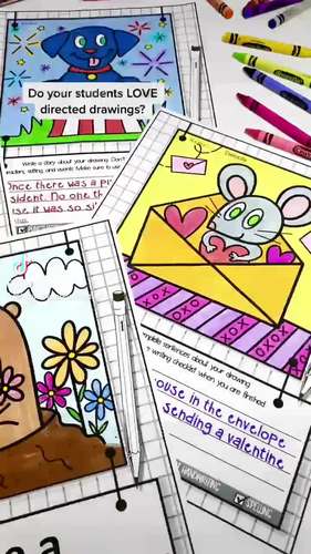YEAR LONG BUNDLE | Directed Drawing Automatic Slide Show | ELA Writing ...