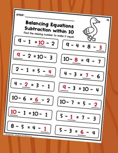 Arctic & Polar Animals Balancing Equations Subtract Within 10 Make It ...