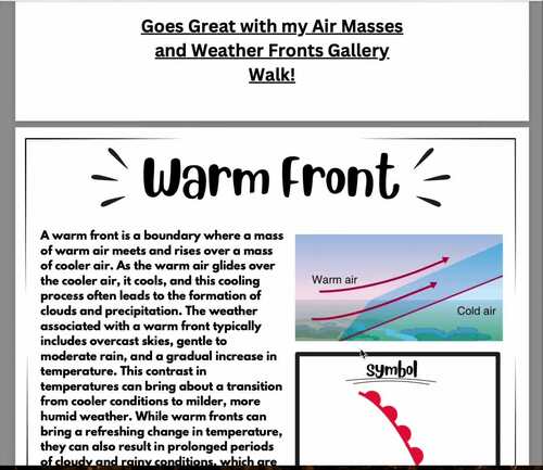 Weather Fronts Foldable Activity | Meteorology Interactive Notebook ...