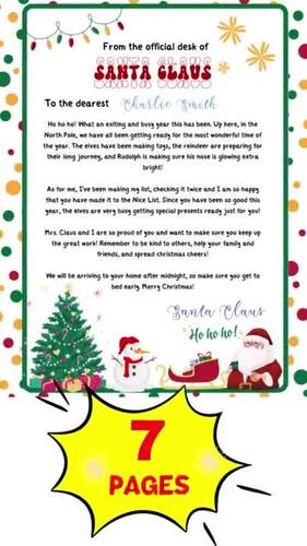 Feliz Navidad Santa Actividad de Escritura de Cartas de Deseos para Niños