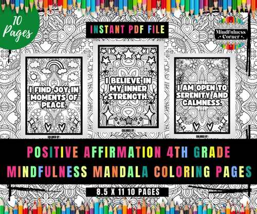 Positive Affirmation Activity, 4th Grade Morning Work, SEL Coloring Sheet