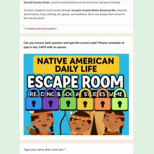 Native American Daily Life Escape Room | Reading & Social Studies Game