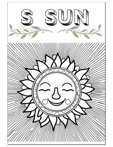 Best Lettre S Sun coloring page,kids,sheets,cute,Printable,funny,worksheet