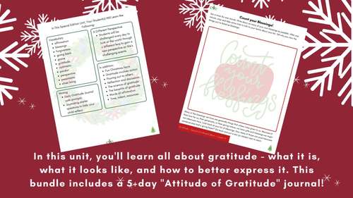 An Attitude of Gratitude 5+ Day Gratitude Unit Study Bundle - Christmas ...