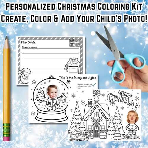 Personalized Christmas Coloring Kit | Editable Photo Craft for Kids | 6 ...