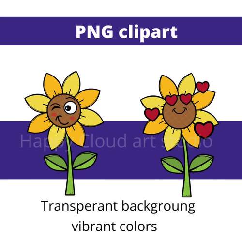 sunflower faces clipart -fall clipart- {emotion clipart} | TPT