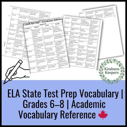 ELA State Test Prep Vocabulary | Grades 6–8 | Academic Vocabulary Reference