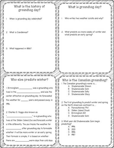 Nonfiction Groundhog Day Reading Comprehension by Task-it-Teacher