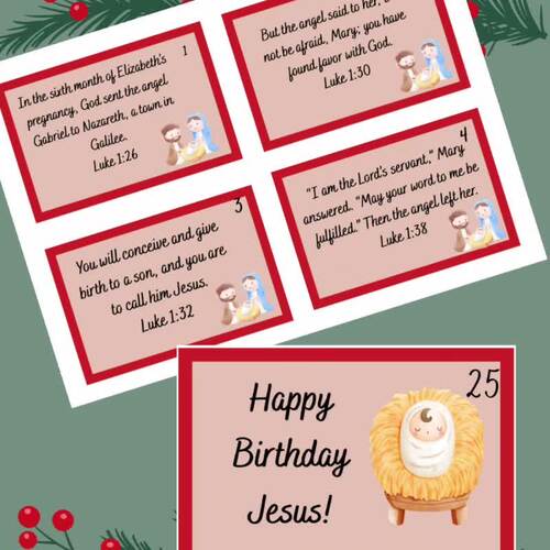 Printable Advent Cards | Christian Christmas Countdown | “Happy ...