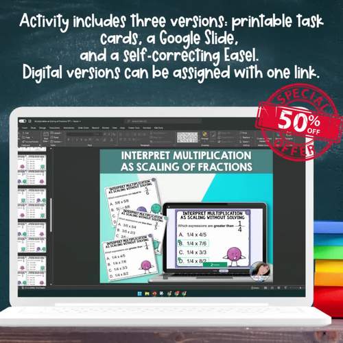 5th Grade Math Interpret Multiplication of Fractions by Scaling | TPT