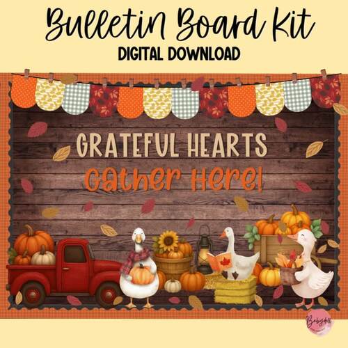 Fall Bulletin Board Goose Autumn Classroom Decor Grateful Hearts ...