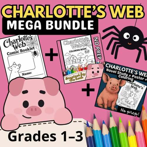 Charlotte’s Web Coloring Pages and Novel Study Activities Bundle | 2nd ...