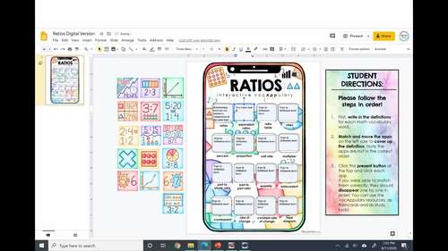 Ratios Activity | Interactive VocAPPulary™ - Math Vocabulary Activity