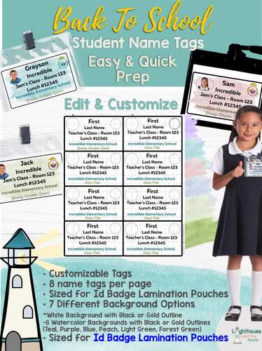Back to School: Editable & Customizable Name Tags by Lighthouse ...