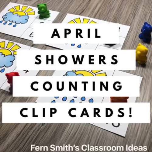 Counting Clip Cards April Showers by Fern Smith's Classroom Ideas