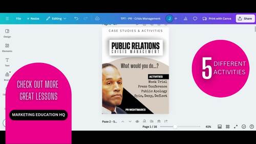 Public Relations Crisis Management Activity Bundle - Professional Athletes