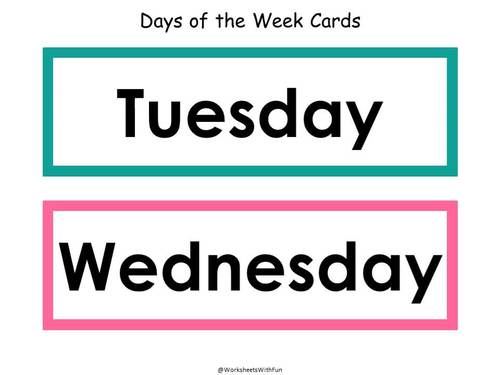 Days of the Week Labels Printable, Flashcards, Today, Tomorrow ...