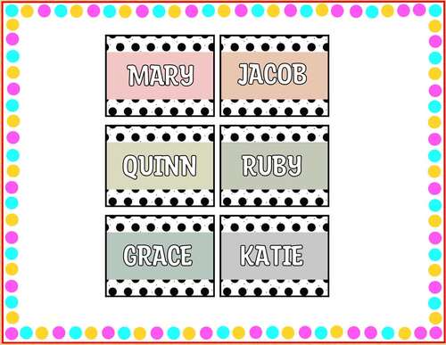 Printable Spotty Boho Neutral Student Name Labels, Editable Classroom ...