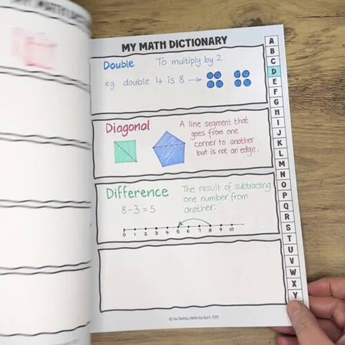 Printable Blank Math Vocabulary Dictionary Includes Bonus Support Materials