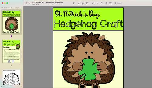 St. Patrick's Day Hedgehog Clover Project~ March Easy, Cute Cut & Paste ...