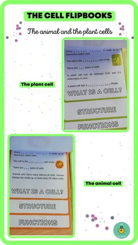 THE CELL FLIPBOOKS: the animal and the plant cells by Light the teacher