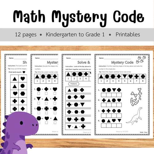 Math Logic Worksheets for Kindergarten & 1st Grade - Mystery Code ...