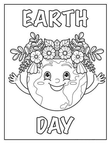 Adorable Earth Day Coloring Page For Kids | Spring Art Activities ...