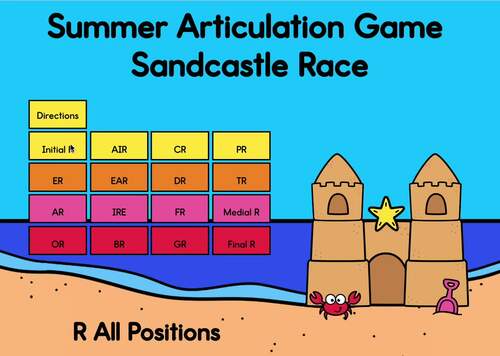 Summer Articulation Sandcastle Game: R Prevocalic, Vocalic & Blends
