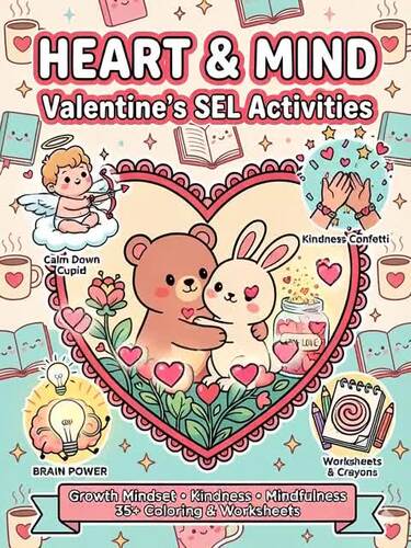 Valentine's Day SEL Coloring Pages & Activities | Mindfulness, Growth ...