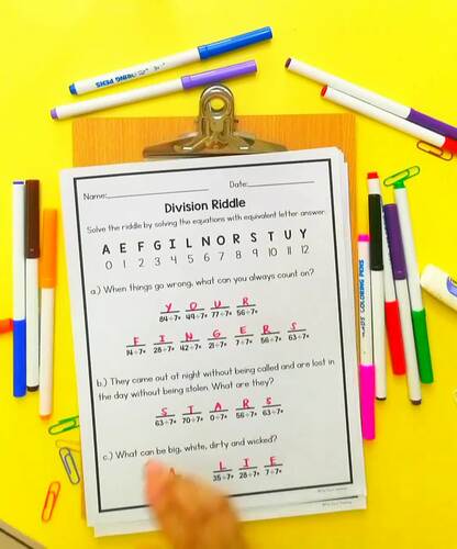 Division Riddle Worksheet by The Joy in Teaching | TPT
