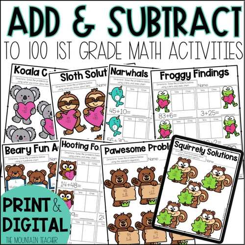 2 Digit Addition with Regrouping Worksheets - 1st Grade Math Unit