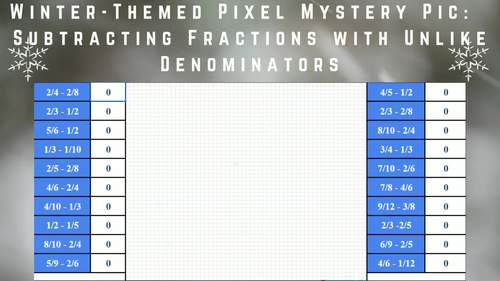 Winter-Themed: Math Pixel Art Mystery Pic-5th Grade-Subtracting ...