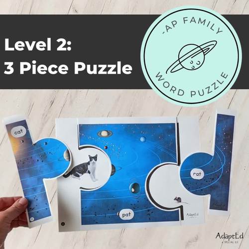 Space Themed SOR CVC Picture Puzzles Mats Using -AT Word Family PreK ...
