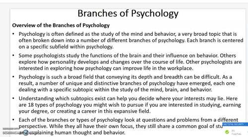Branches of Psychology by Kocosmart Store | TPT