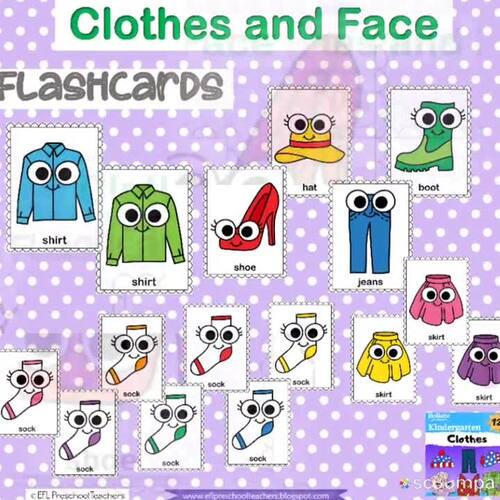 Clothes & Face Parts Unit – Flashcards, Small Cards, Pocket Charts ...