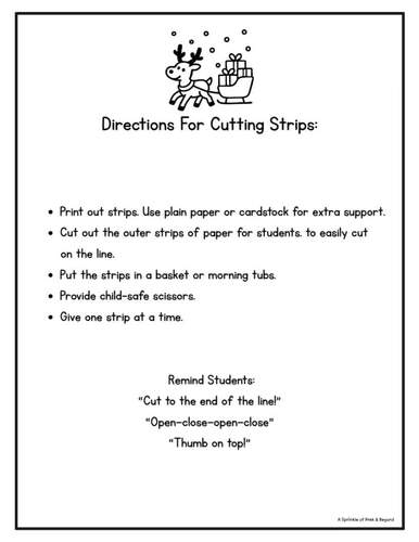 Christmas Fine Motor Cutting Strips & Shapes for Preschool–Kindergarten