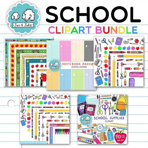 School Clipart Bundle - Clip Art Borders, Backgrounds, and Slide Templates