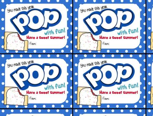Pop-Tarts End of Year Gift Tag- You made this year POP with fun! Have a ...