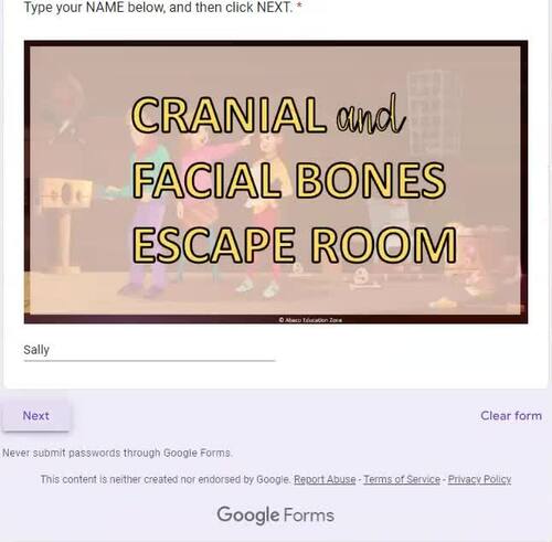 Cranial and Facial Bones Escape Room-Skeletal System Activity | TPT