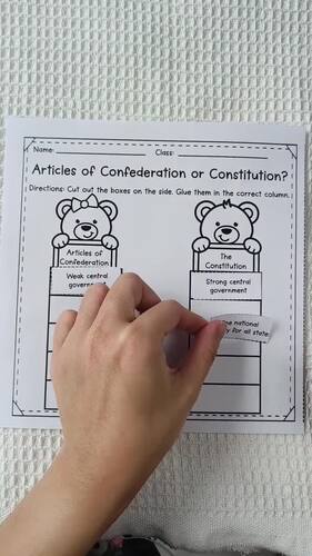 Articles of Confederation VS The Constitution – Cut and Paste Sorting ...