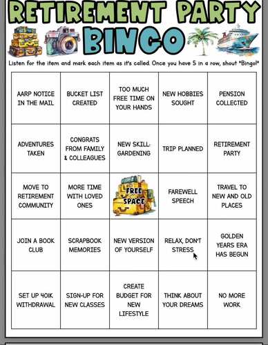 Retirement Party Bingo Staff Party Game Retirement Game by Teaching 5th ...