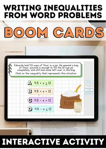 Writing Inequalities from Word Problems | Boom Cards™ | Translating ...