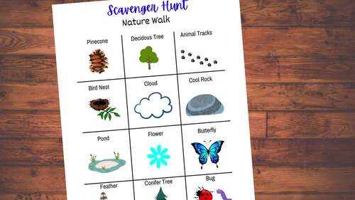 Nature Scavenger Hunt, Nature Walk Checklist by Barefoot Learning