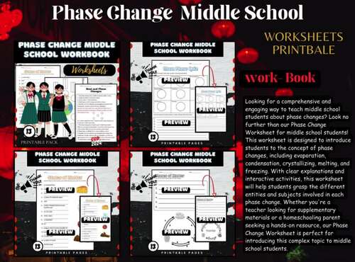 Phase Change Worksheet Middle School by English For Kids ABC | TPT