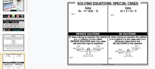 Multi-Step Equation Special Cases Note & Activity Bundle Google Slides™