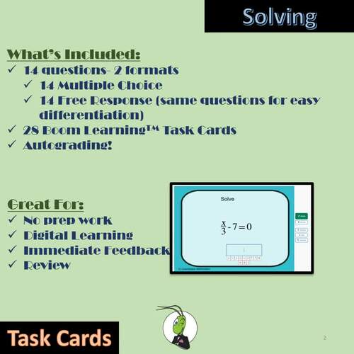 Simplify Expressions and Solve Equations #1 Boom Task Cards | TPT