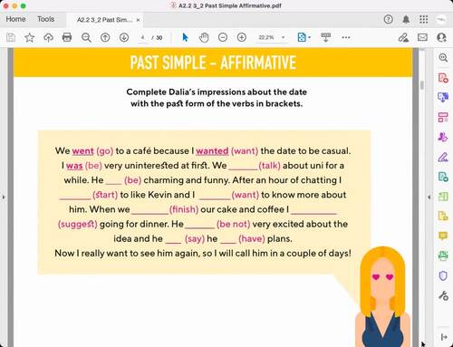 ESL Elementary Lesson: Practise the Past Simple in the Affirmative