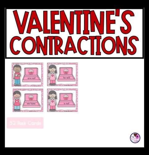 Contractions - Valentine's Day - Task Cards - Worksheets | TPT