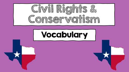 Texas History - Civil Rights & Conservatism Vocabulary Activity | TPT